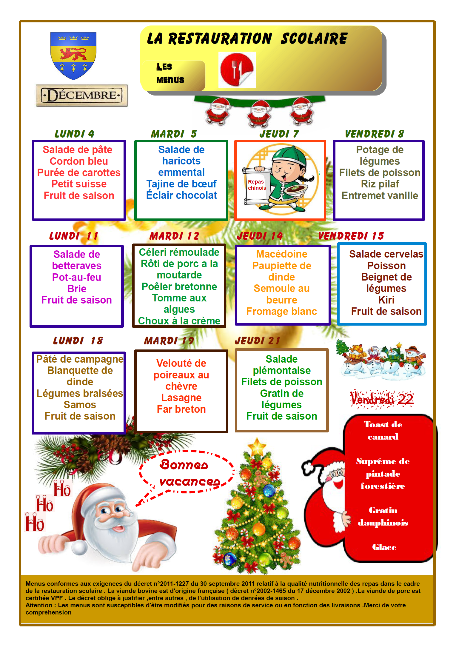 Menus décembre | PLOGONNEC
